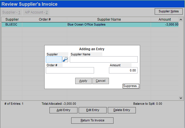 Edit an invoice with an accounts payable entry (Back Office)