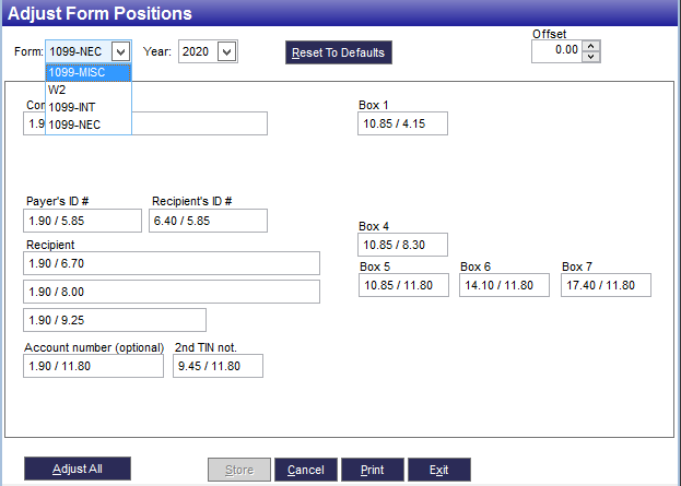 Adjust tax form positioning for printing (Back Office)