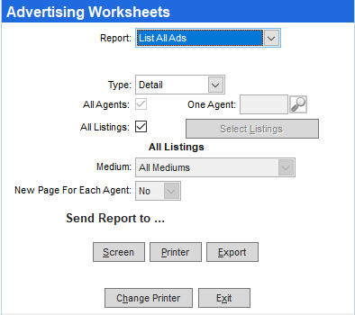 Print advertising worksheets (Back Office)