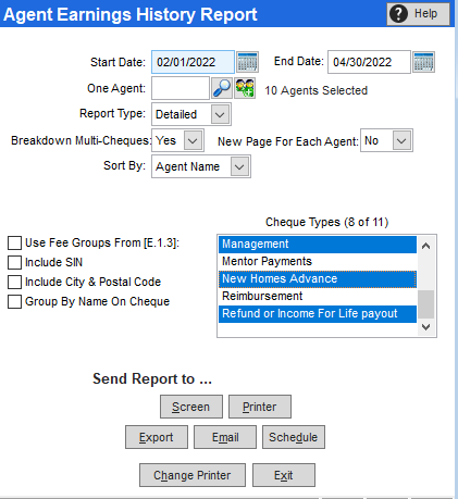 Generate an Agent Earnings History report (Back Office)