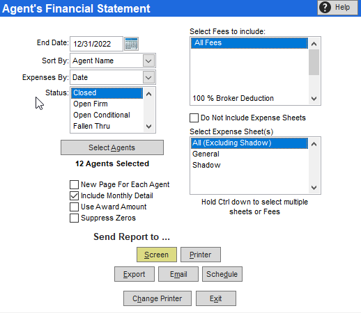 Generate an Agent Financial Statement (Back Office)