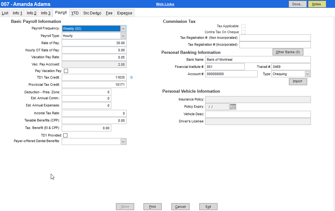 Set up payroll information for an agent or staff member (Back Office)