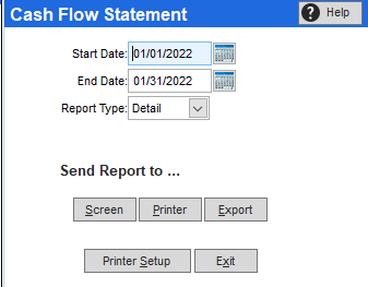 Generate a Cash Flow statement (Back Office)