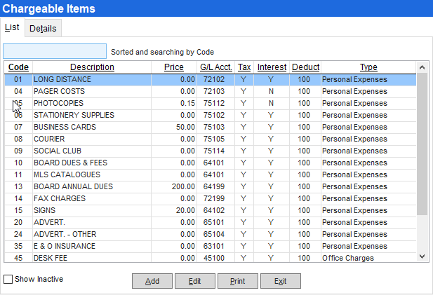 Create a chargeable item (Back Office)