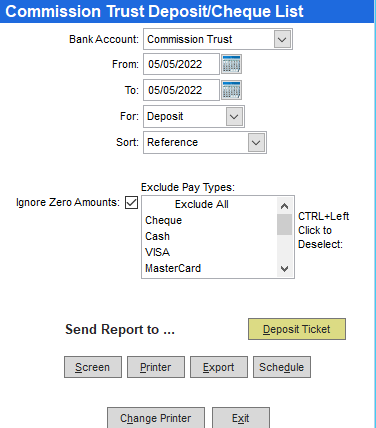 Generate a Commission Trust Deposit List or Check List(Back Office)