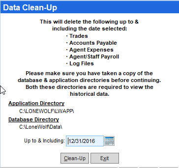 Clean up data files (Back Office)