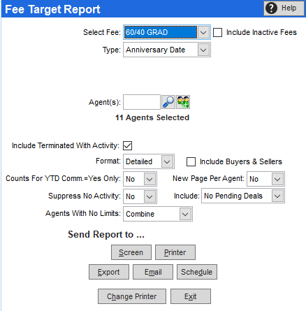 Generate a Fee Target report (Back Office)