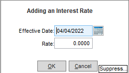 Input interest rates for the trust account (Back Office)