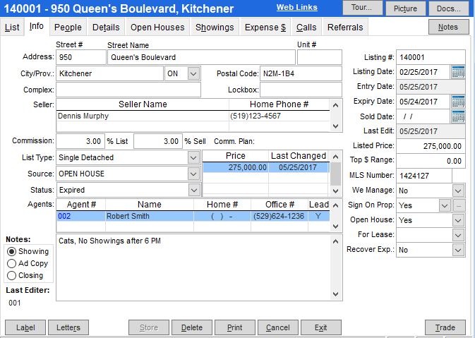 Listings in Back Office