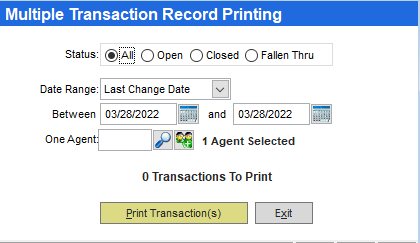 Print multiple transaction records (Back Office)