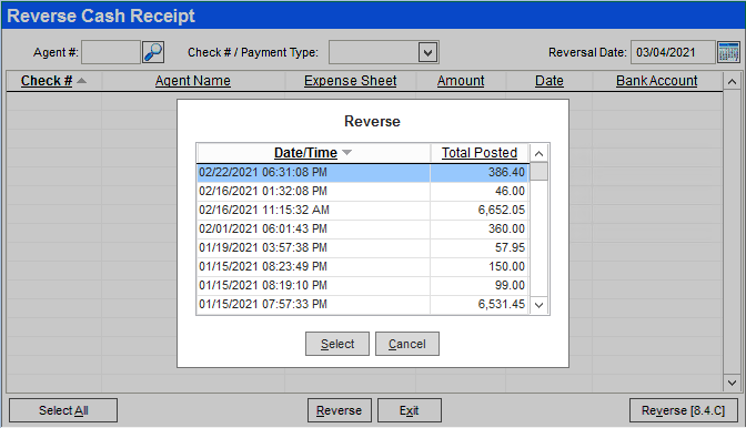 Reverse an agent's credit card payment (Back Office)