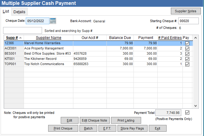 Pay multiple vendors or suppliers at once (Back Office)