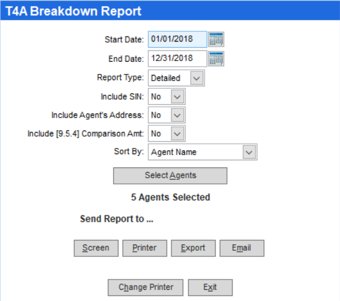 Generate a T4A Breakdown report [CAN] (Back Office)