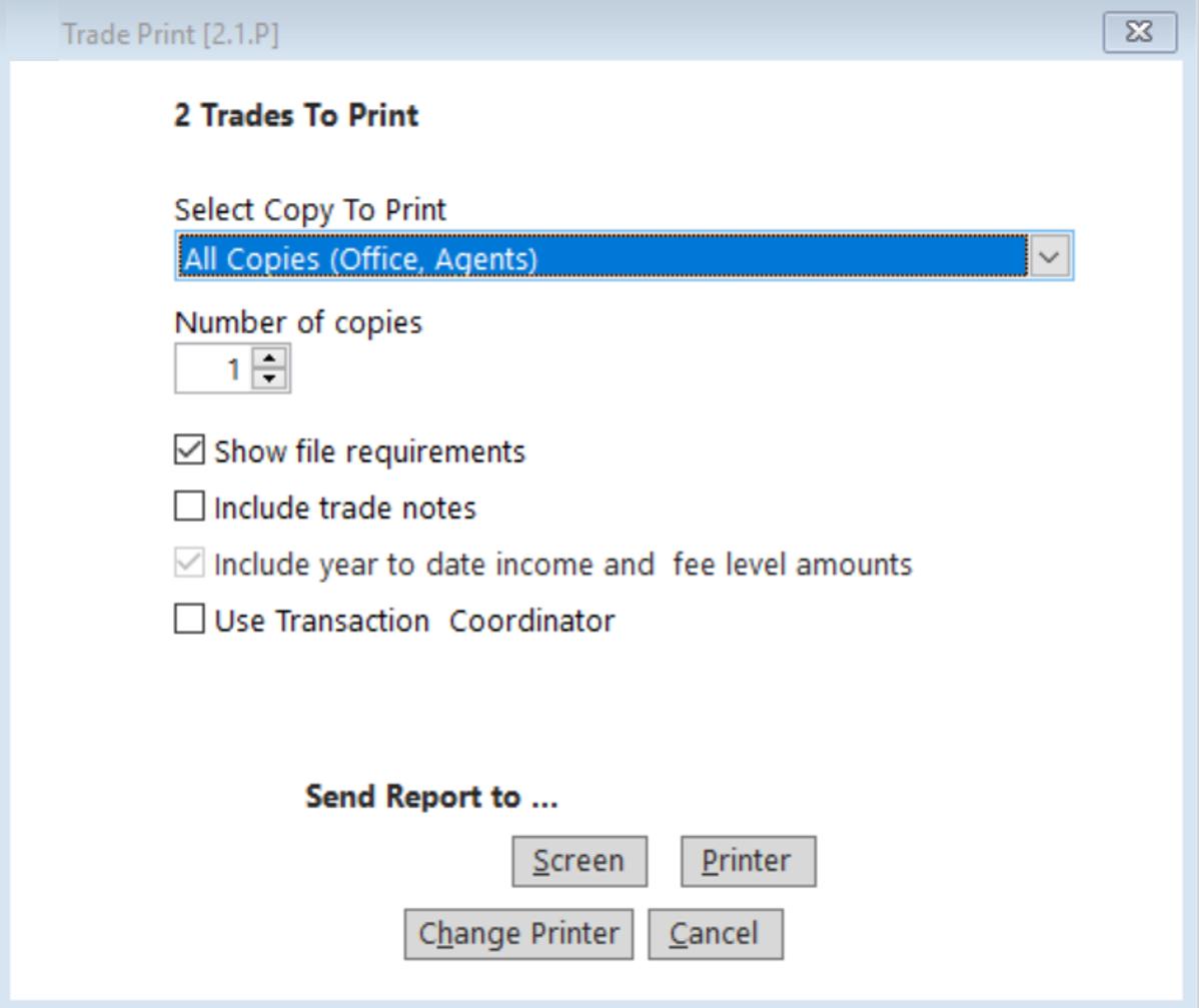 Print multiple transaction records (Back Office)