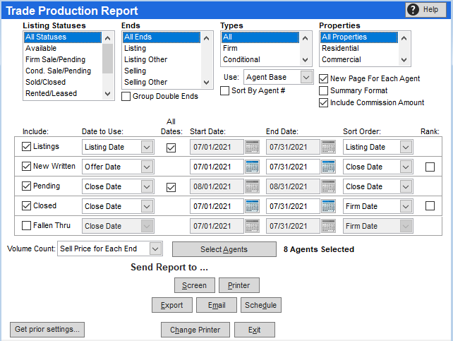 Generate a Transaction Production report (Back Office)