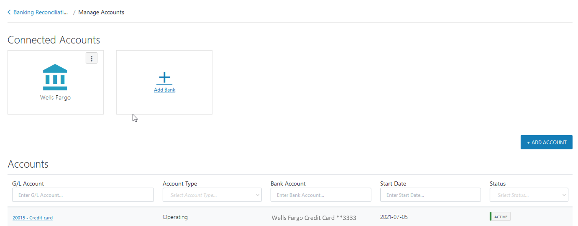 Link an additional account to the bank for online bank reconciliation ...