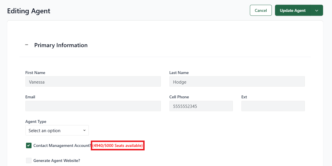 Verify contact management seat allocation (Propertybase GO)