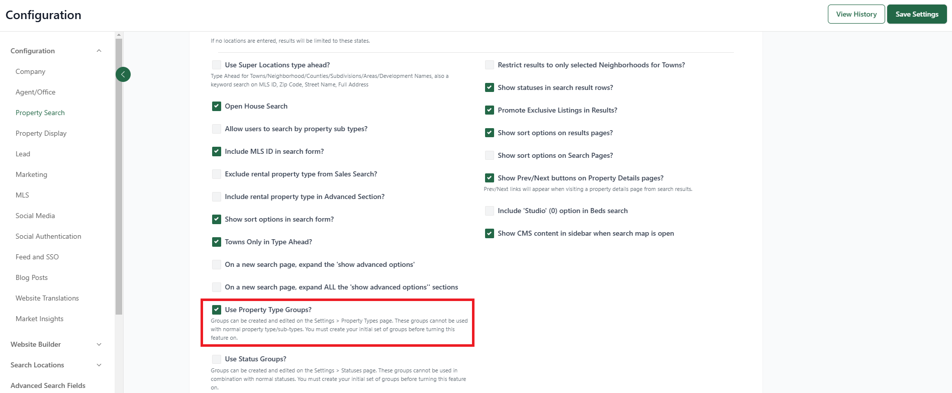Configure property search and display settings (Propertybase GO)