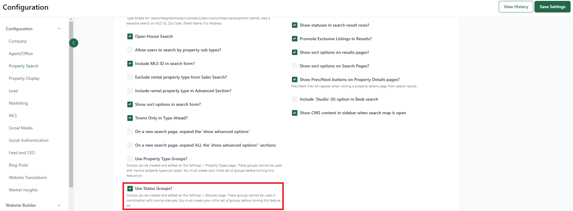 Configure property search and display settings (Propertybase GO)
