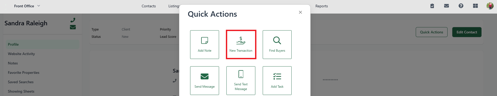 Create a Transact transaction in Front Office (Front Office)