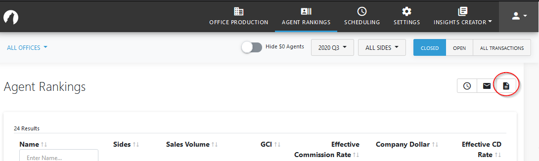 Export the agent dashboard as a CSV file (Insights)