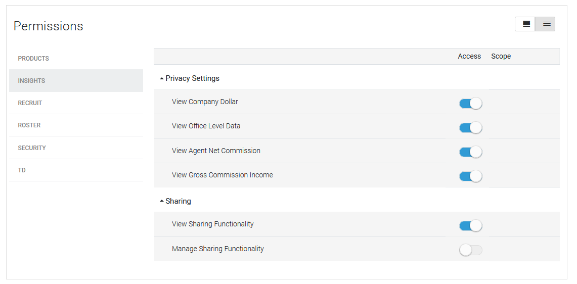 Set permissions for a security group (Insights)