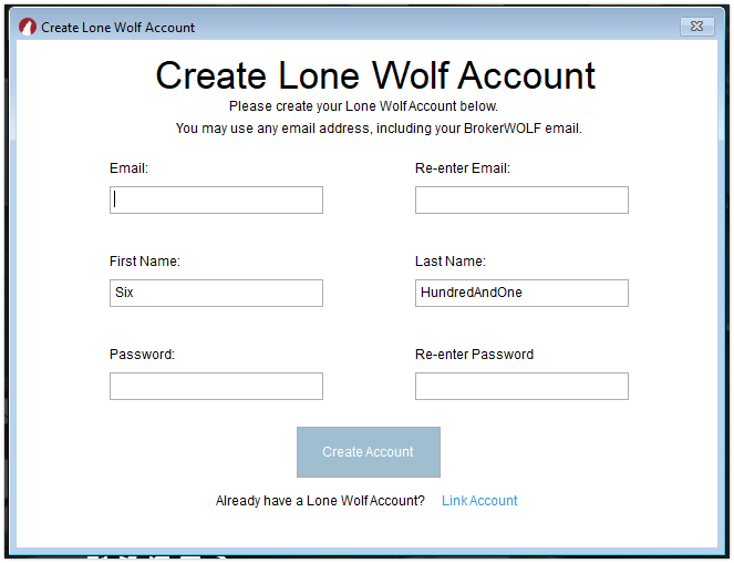 Create or link your Lone Wolf Account profile through Back Office