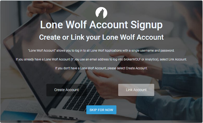 Create or link a Lone Wolf Account profile through WOLFconnect