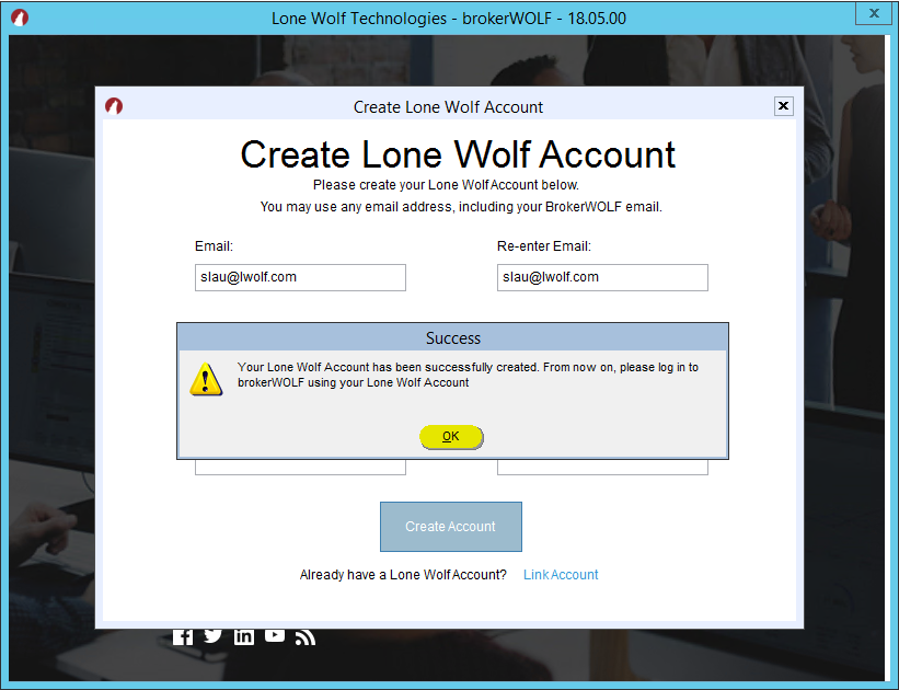Create or link your Lone Wolf Account profile through Back Office