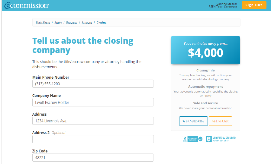 Obtain an advance on a commission using eCommission (TransactionDesk ...