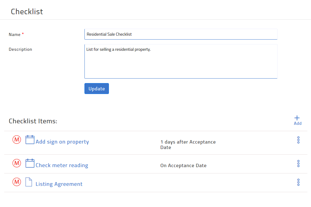 Edit a checklist template (TransactionDesk Edition)