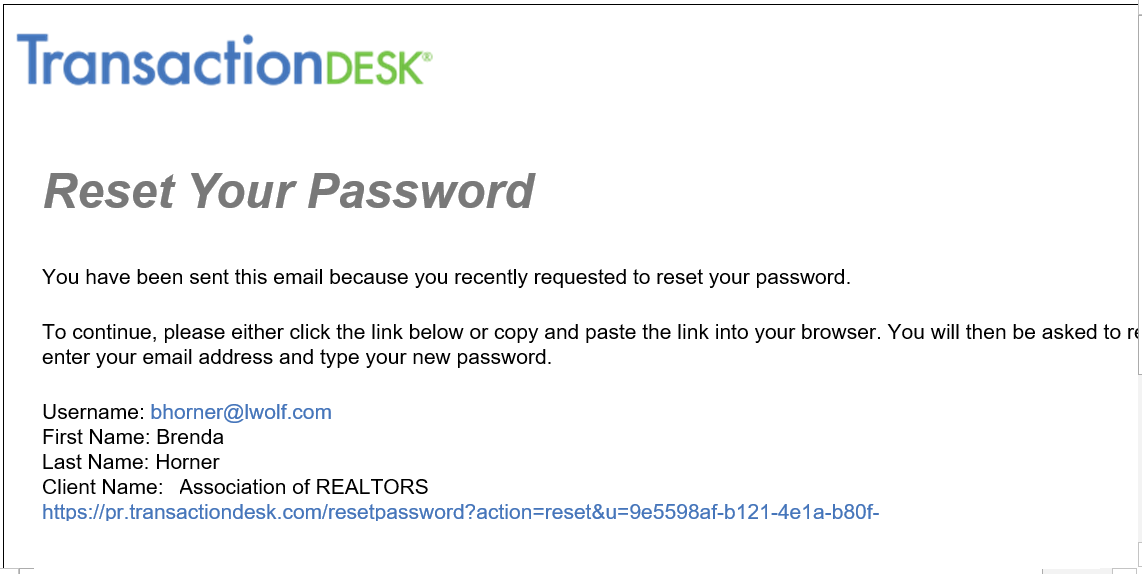 Obtain your TransactionDesk Edition user name