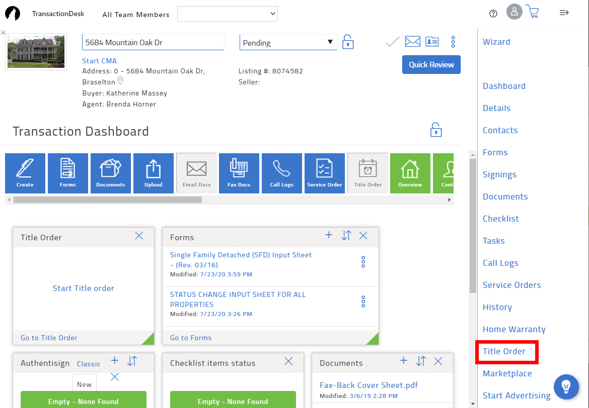 Send a digital title order to your title insurance company ...
