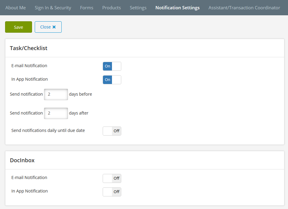 Set up notifications as an agent (zipForm Edition)