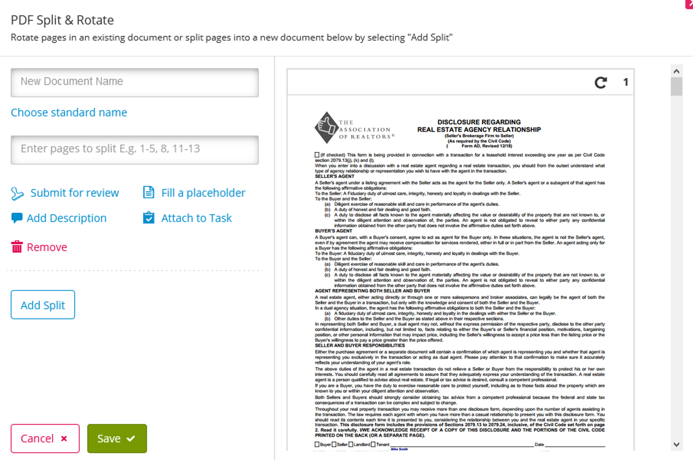 Split a PDF into multiple documents (zipForm Edition)
