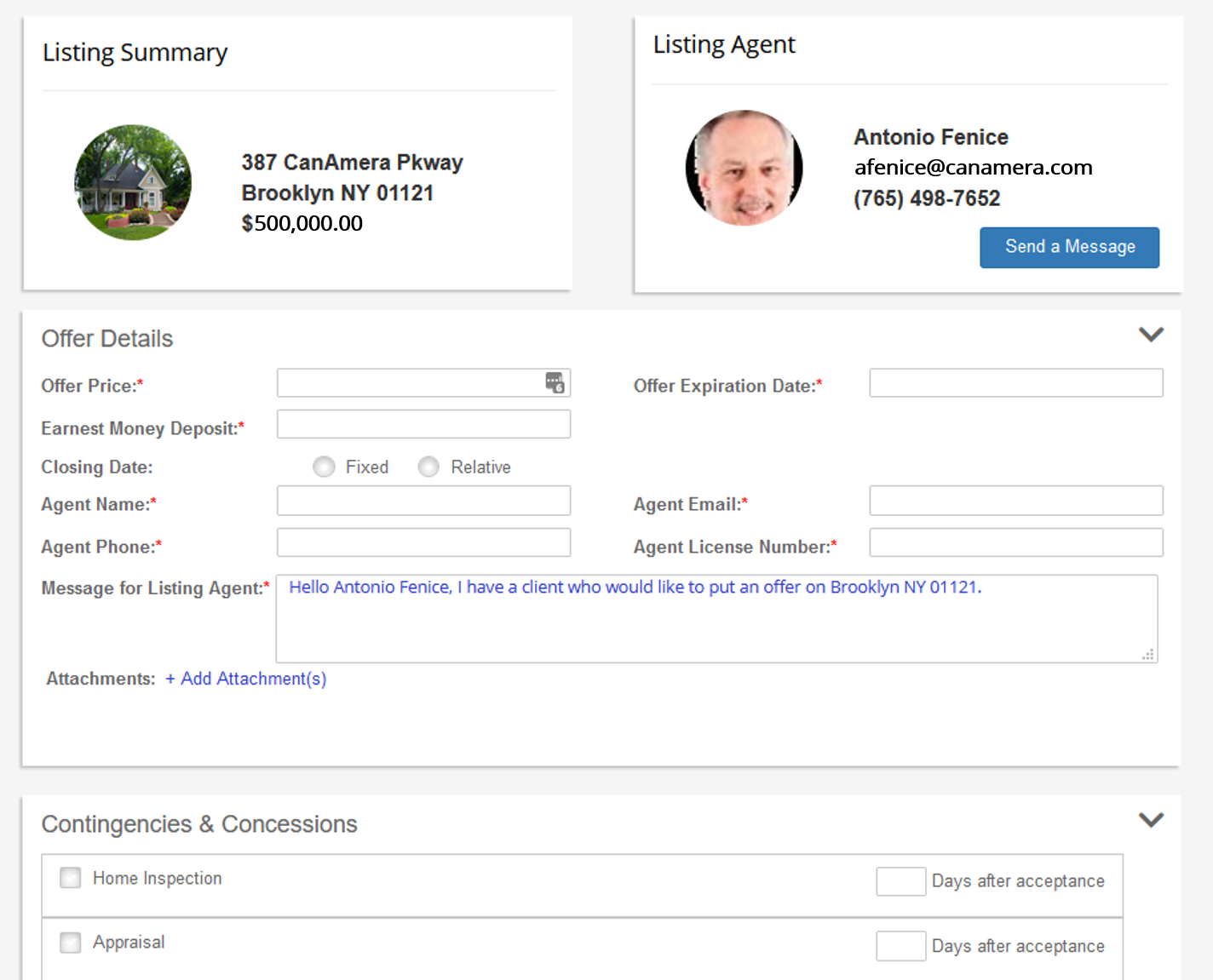 Use the offer form to submit an offer on a transaction (zipForm Edition)