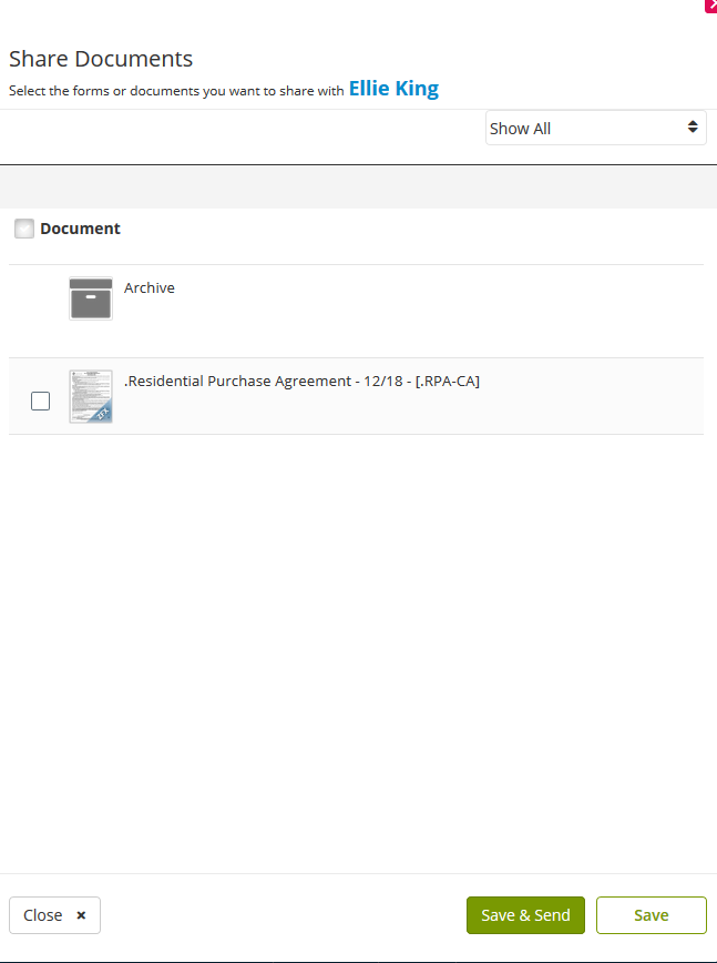 Share a document or form with a party (zipForm Edition)