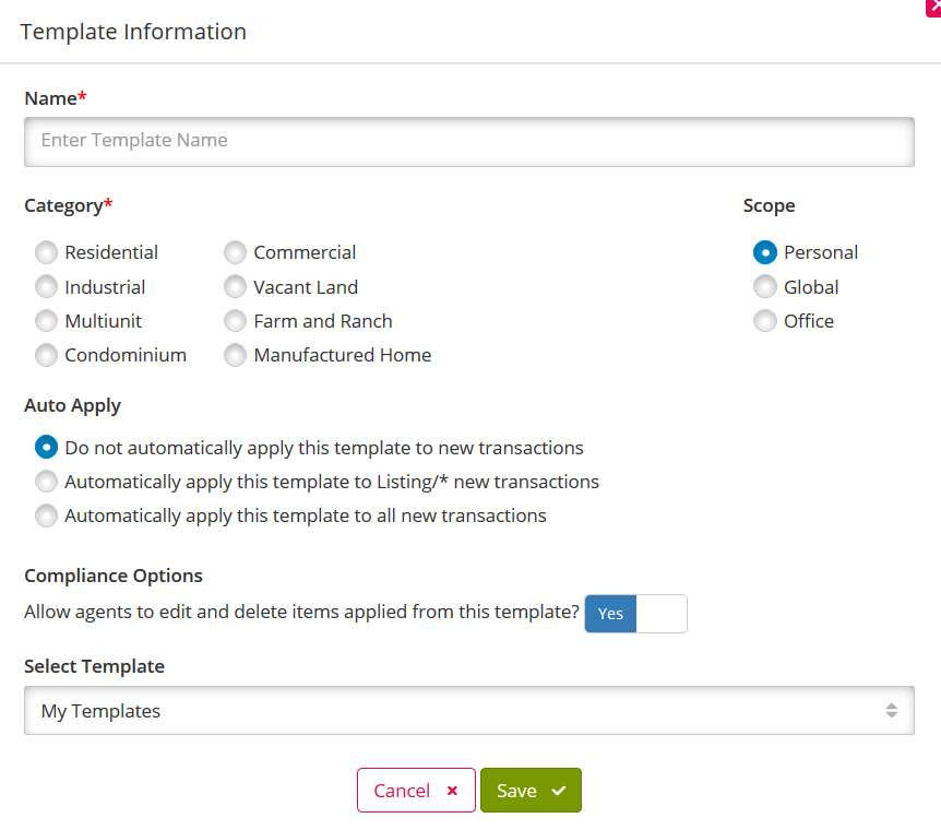 Create a transaction template (zipForm Edition)