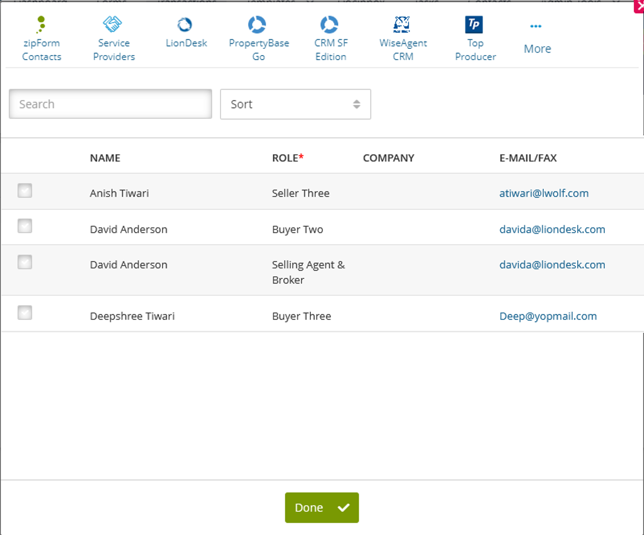 Send an email to a transaction party (zipForm Edition)