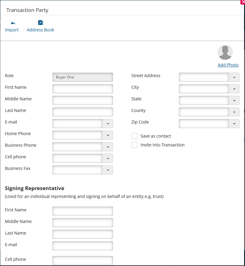 Add a party to a transaction (zipForm Edition)